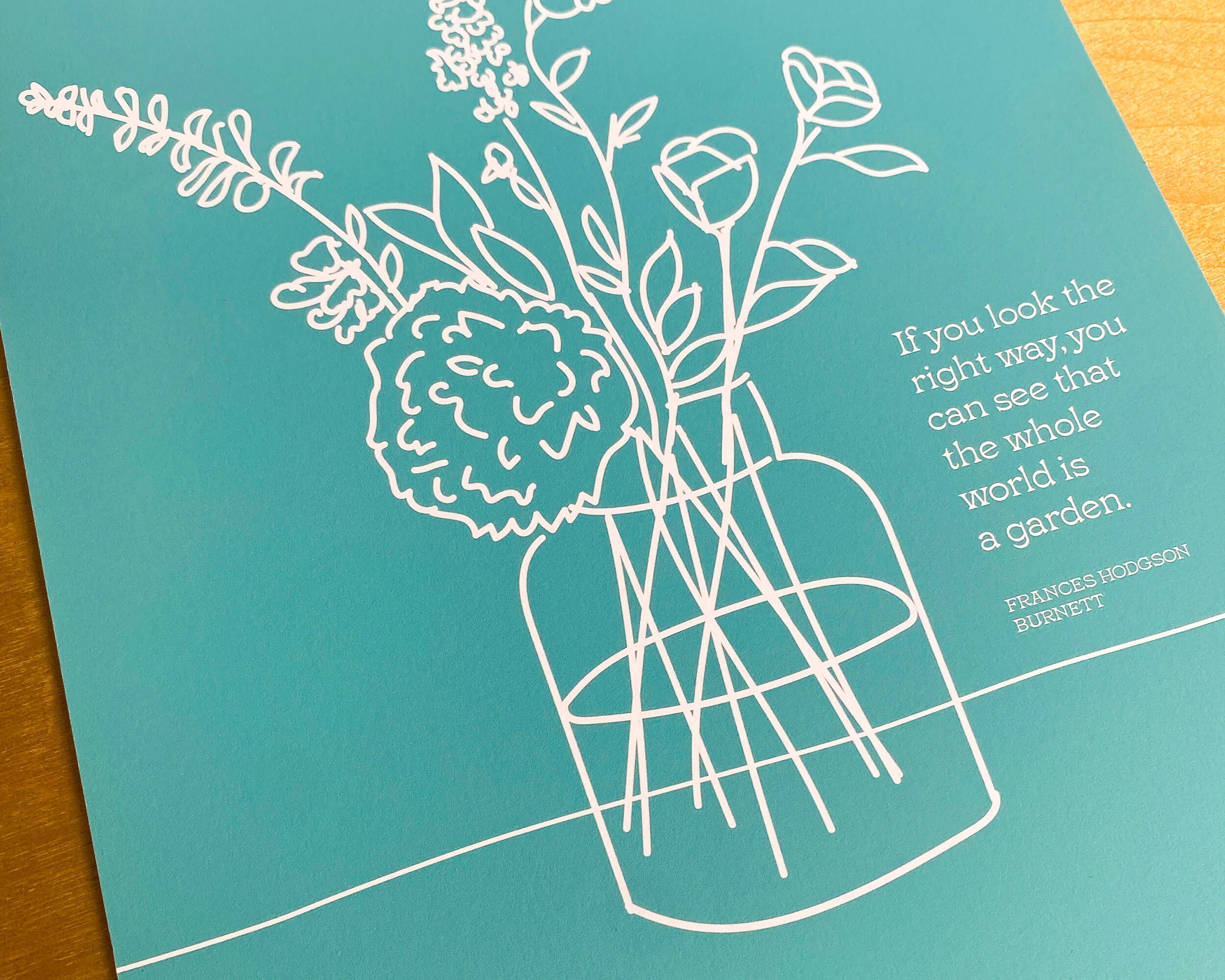 Minimalist Floral Line Drawing Quote Flowers in Vase Wall Art the Whole ...