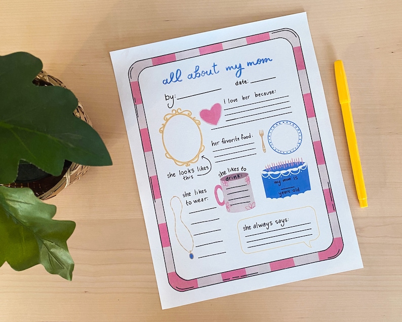 Todo sobre mi mamá imprimible / Actividad del Día de la Madre - Etsy México