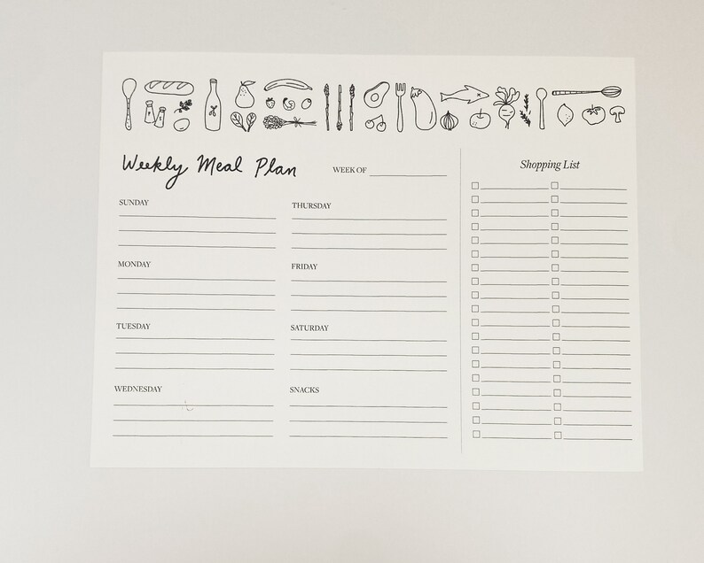 Weekly Meal Plan Printable PDF Letter Size 8.5x11 Digital Download With ...