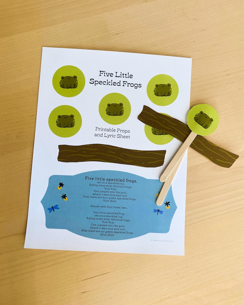 Five Little Speckled Frogs Printable Props & Lyrics (digital Download ...