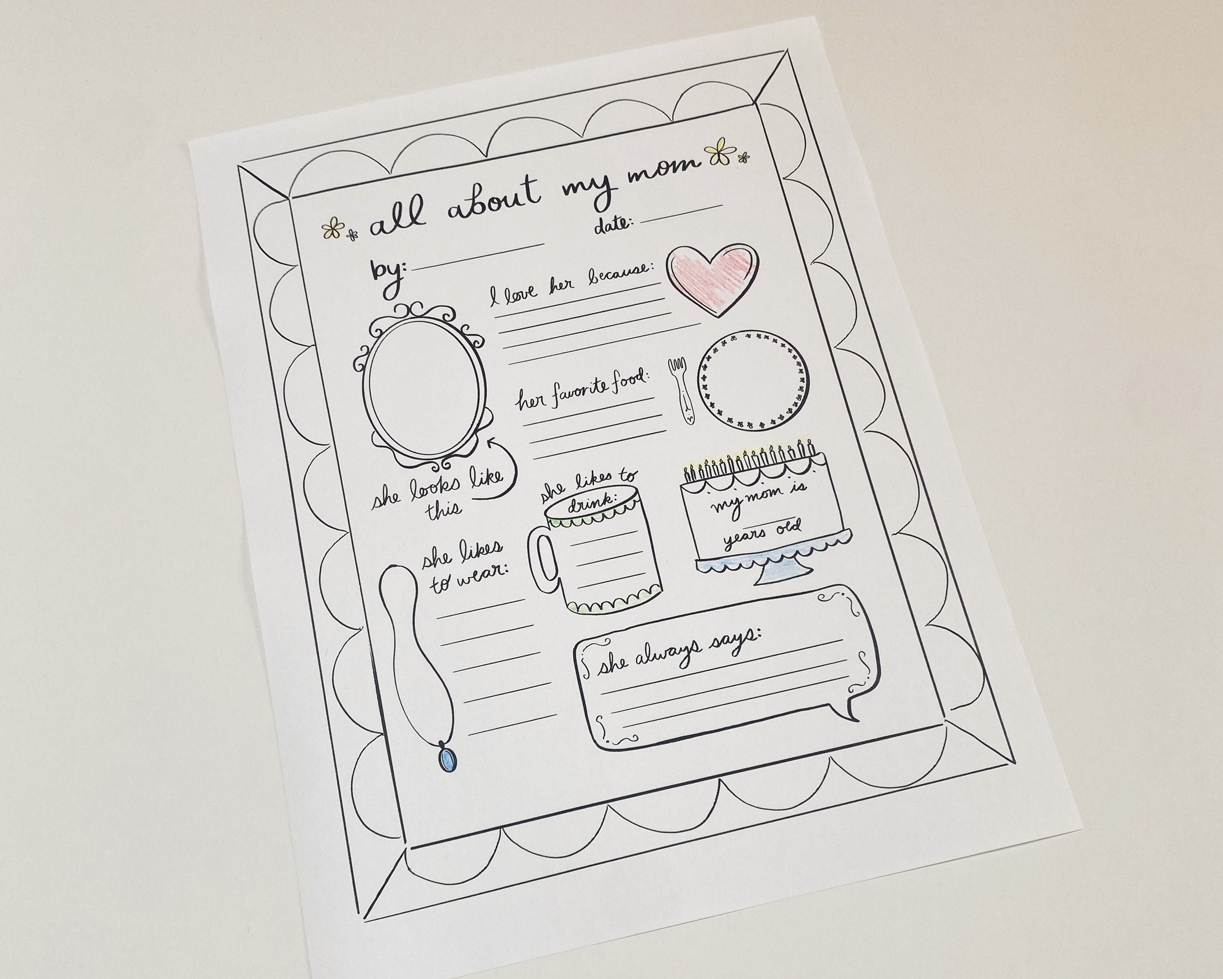 All About My Mom Printable Coloring & Activity Page Mothers Day ...