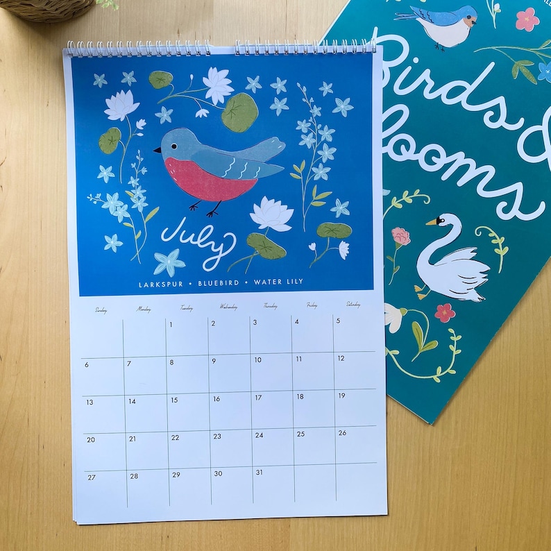 2026 Illustrated "birds & Blooms" - Birth Month Flowers and Birds Wall ...