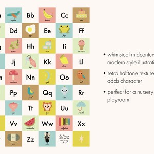 Alphabet Poster Printable Wall Art - Colorful Illustrated Midcentury ...