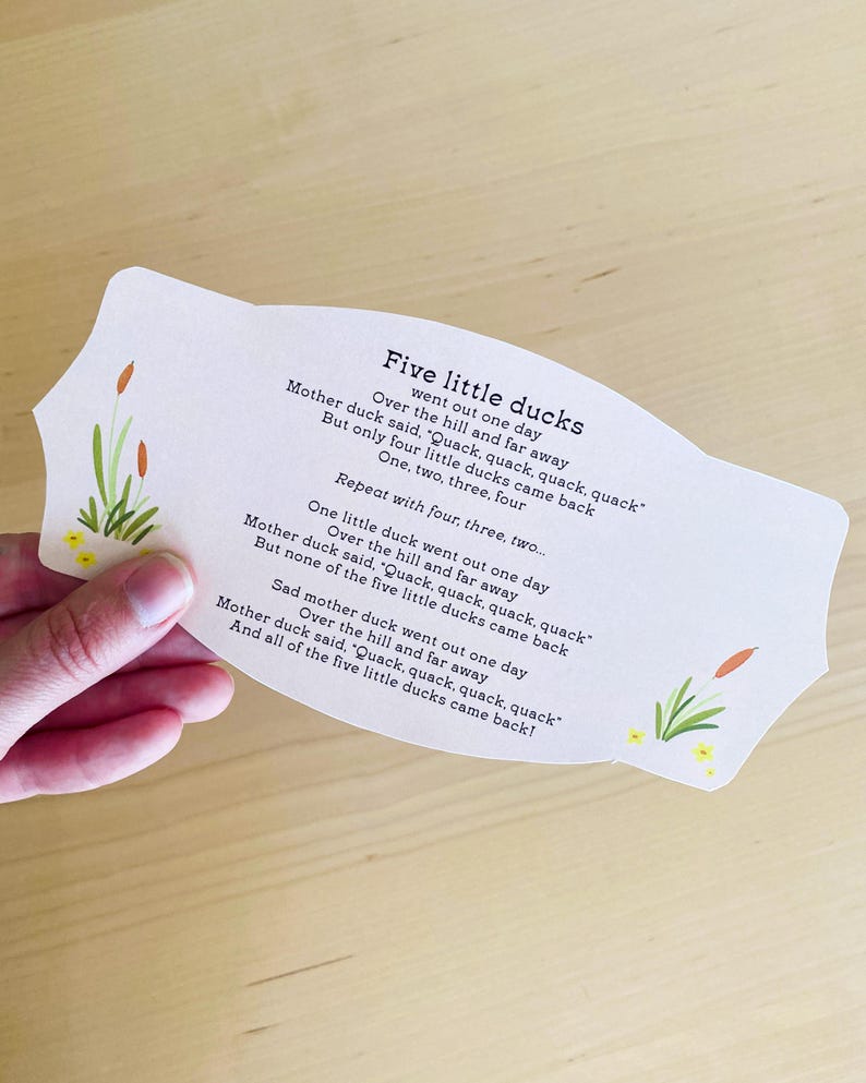 Five Little Ducks Printable Props: Hand-drawn Lyrics Sheet (digital ...