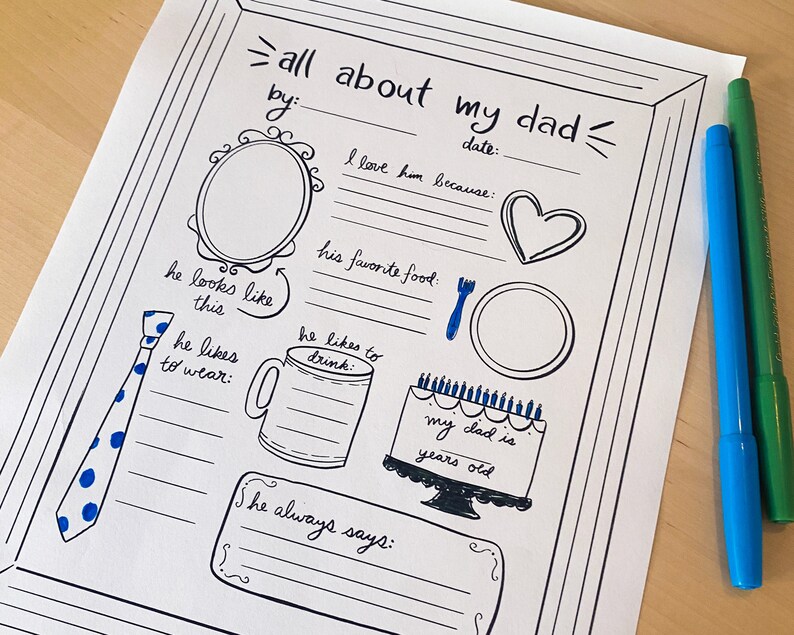 Father’s Day Printable Coloring and Activity Page All About My Dad ...