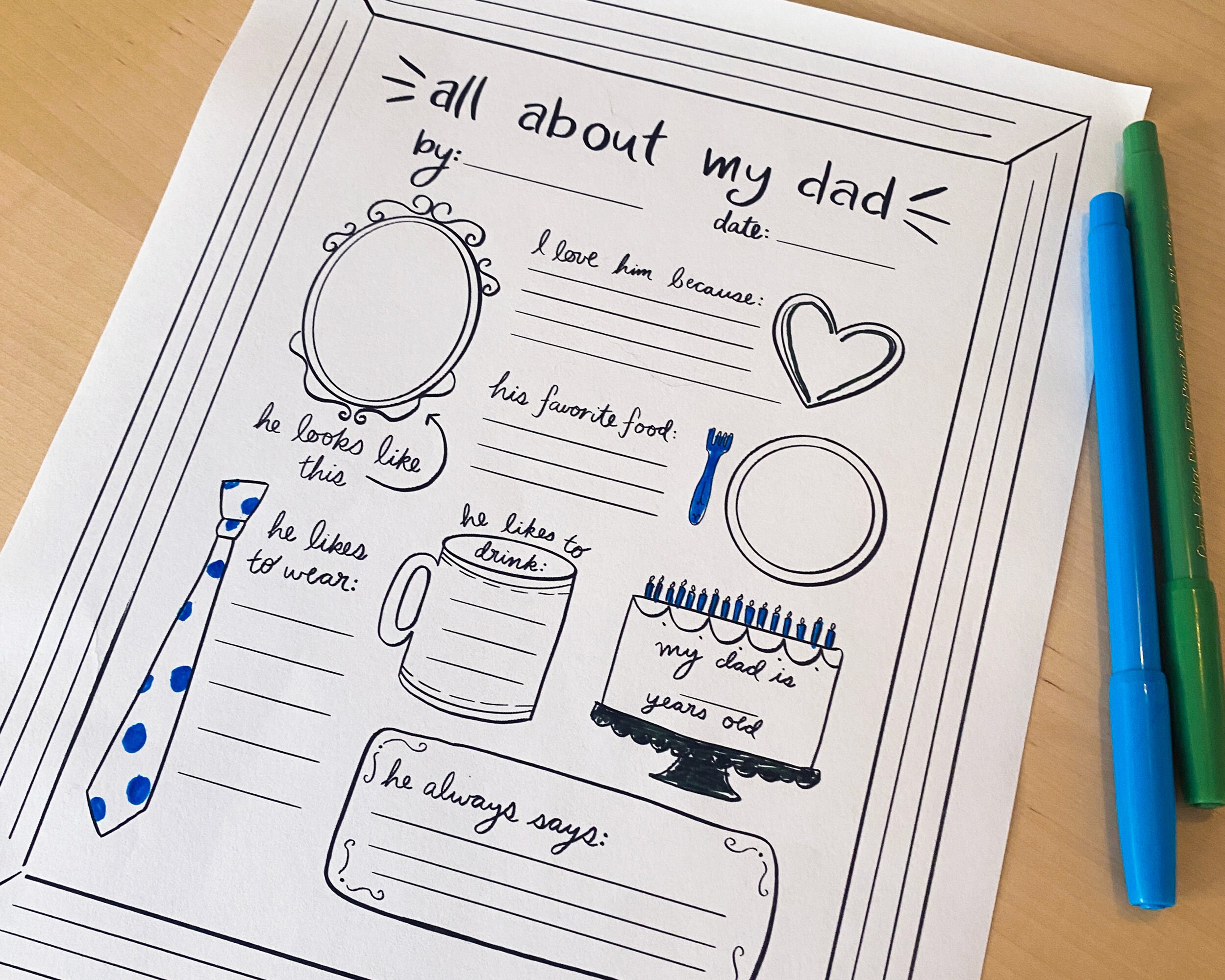 Fathers Day Printable Coloring and Activity Page All About My Dad ...