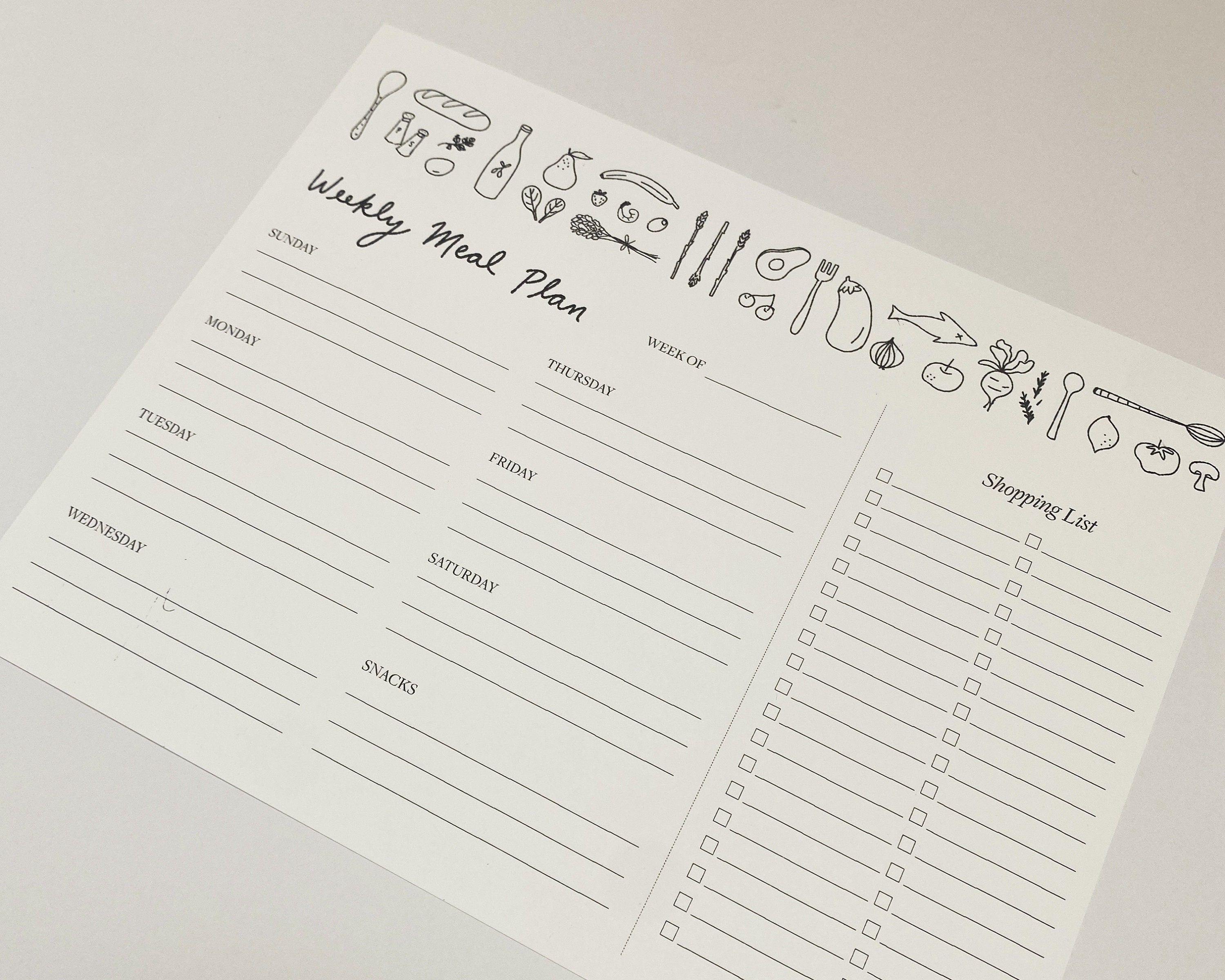Weekly Meal Plan Printable PDF Letter Size 8.5x11 Digital Download With ...