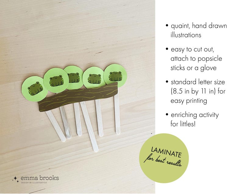 Five Little Speckled Frogs Printable Props and Lyrics Sheet | Hand ...