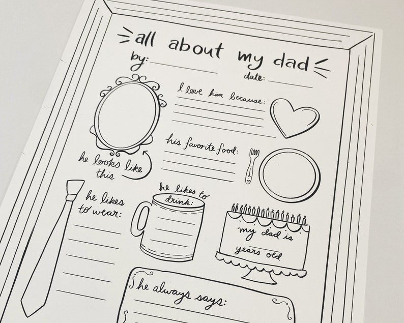 Fathers Day Printable Coloring and Activity Page All About My Dad ...