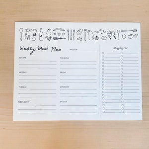 Weekly Meal Plan Printable PDF Letter Size 8.5x11 Digital Download With ...