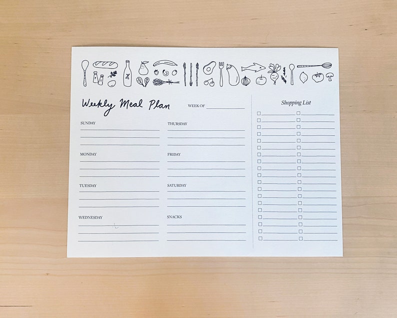 Weekly Meal Plan Printable PDF Letter Size 8.5x11 Digital Download With ...