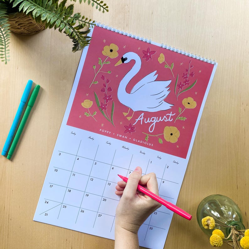 2026 Illustrated "birds & Blooms" - Birth Month Flowers and Birds Wall ...