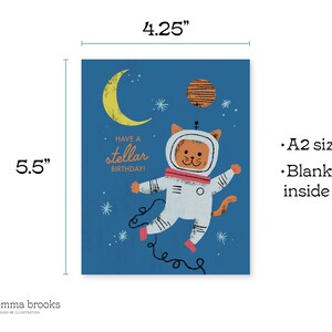 Astronaut Cat Birthday Card: Stellar Space Theme for Kids - Etsy