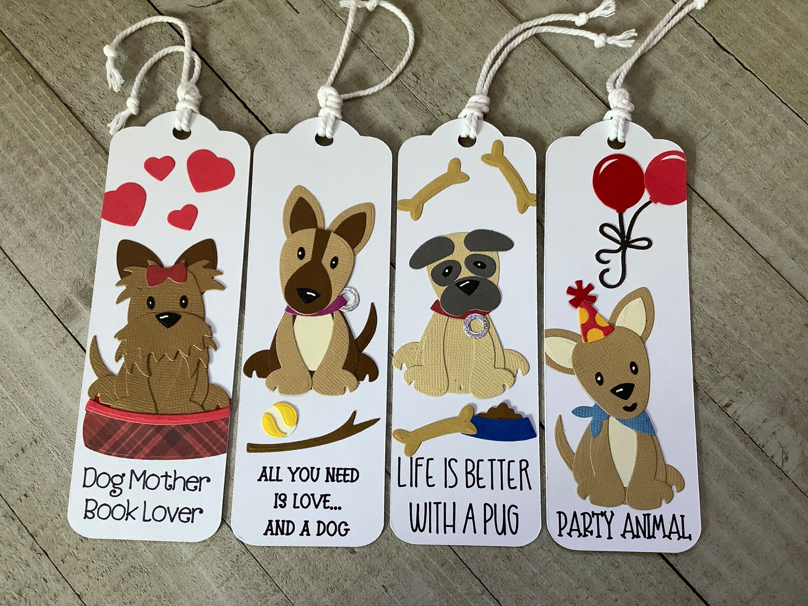 HANDMADE DOG BOOKMARKS Yorkie, Pug, German Shepherd, Chihuahua Choice ...