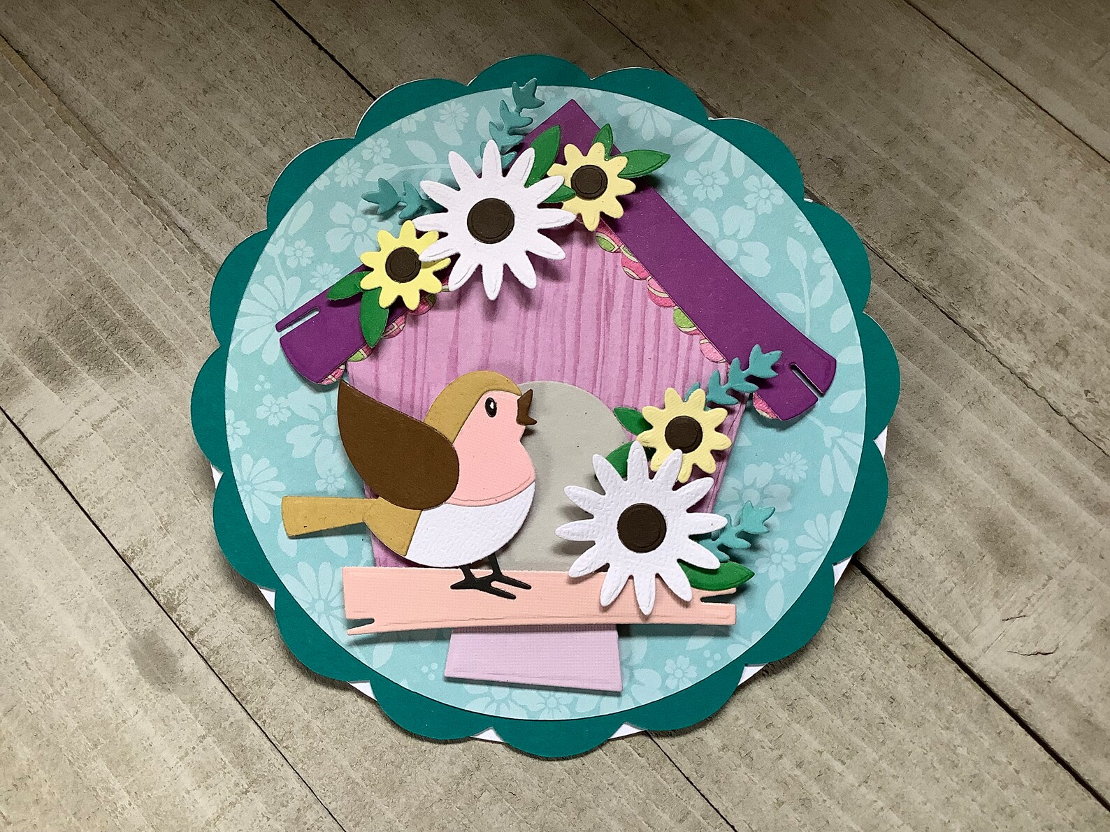 Handmade Round Easel Get Well Card BIRD and BIRDHOUSE - Etsy