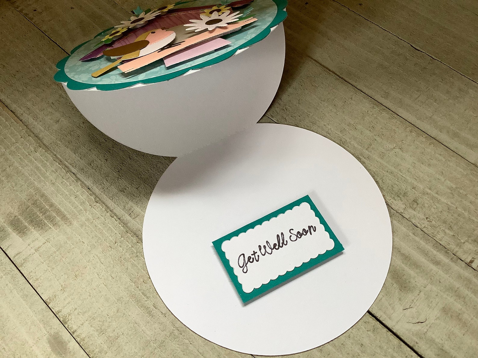 Handmade Round Easel Get Well Card BIRD and BIRDHOUSE - Etsy