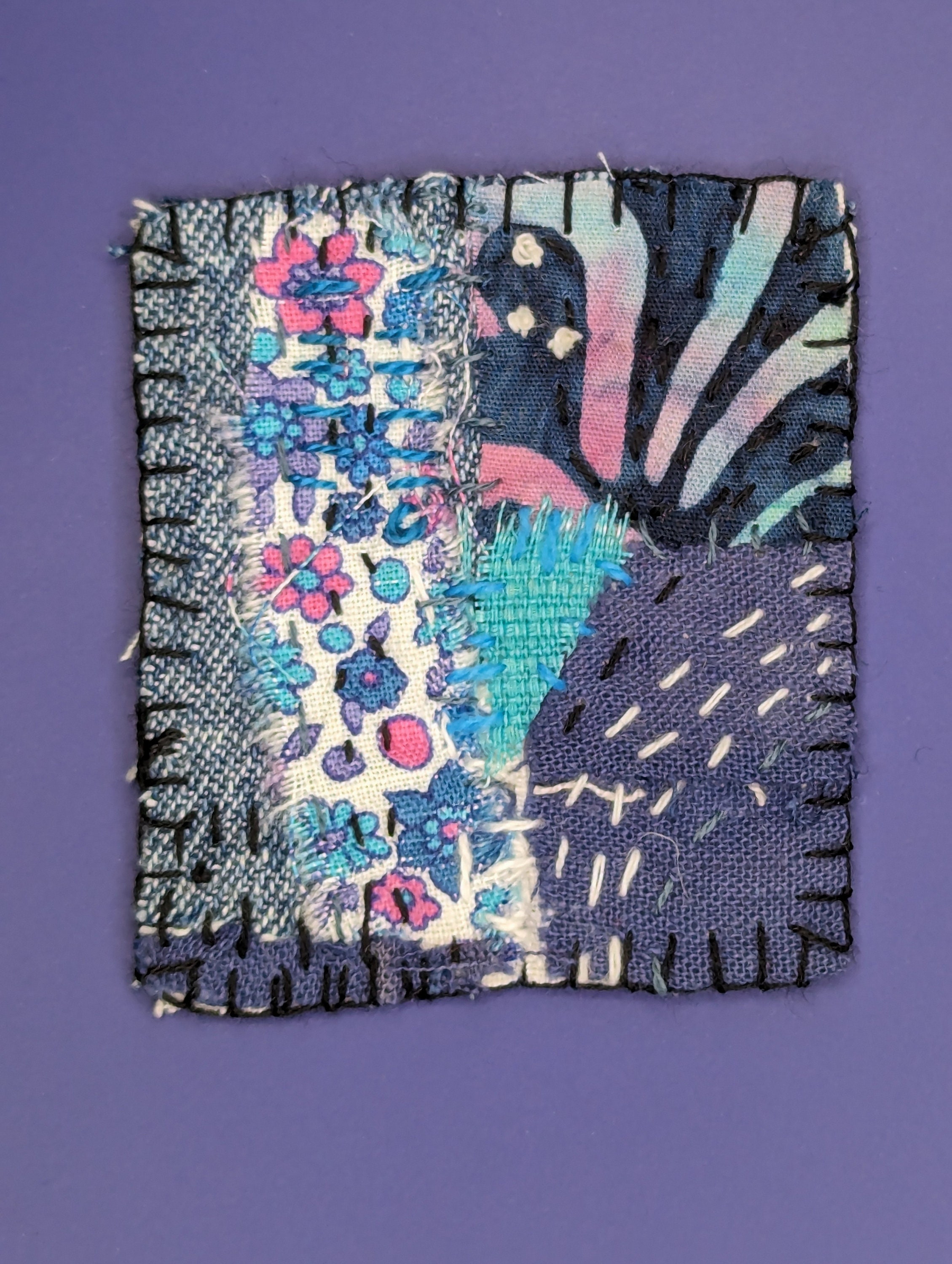 Sashiko Boro Stitched Brooch Patch Denim Patch Broach Visible Mending ...