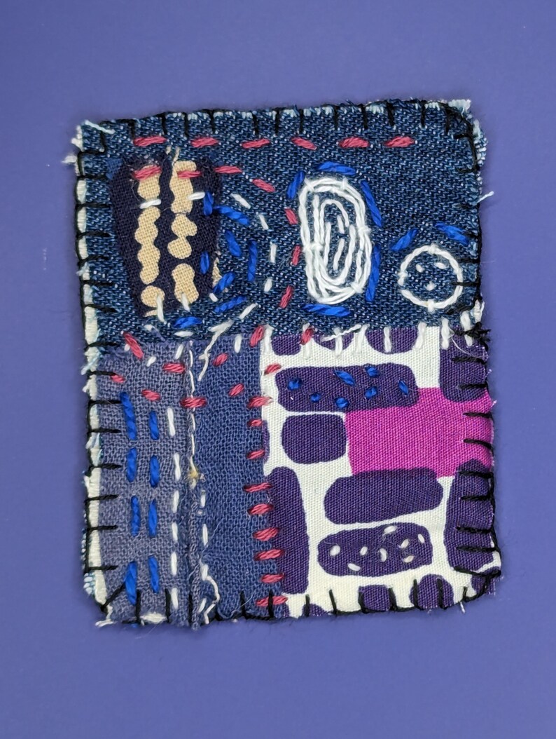 Sashiko Boro Stitched Brooch Patch Denim Patch Broach Visible Mending ...