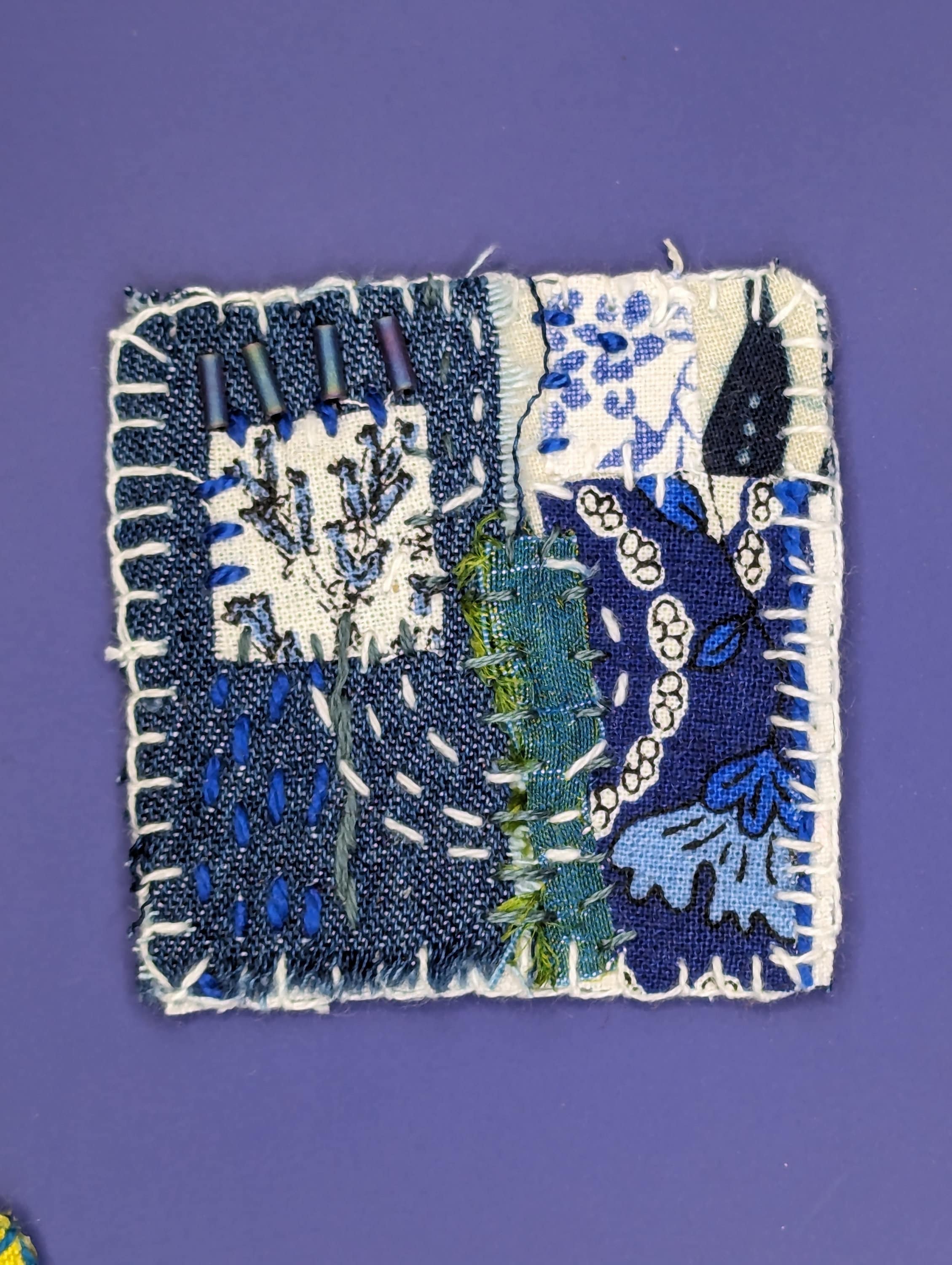 Sashiko Boro Stitched Brooch Patch Denim Patch Broach Visible Mending ...