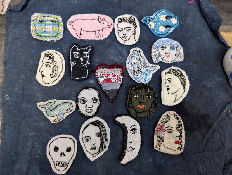 Embroidery Brooch Pin Hand Stitched Original Patch Etsy