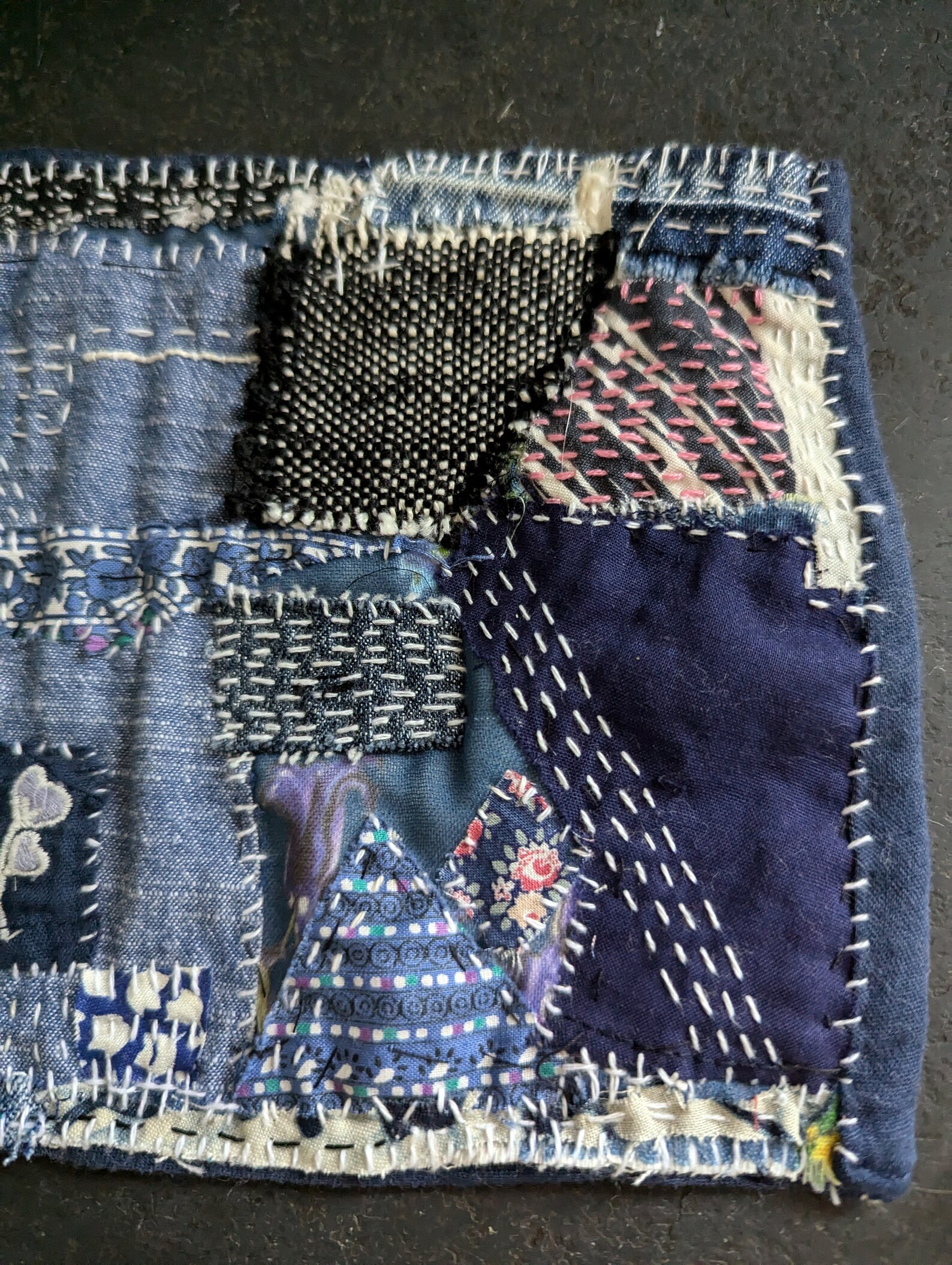 Larger Sashiko Boro Stitched Patch Denim Patch Visible Mending Artwork ...