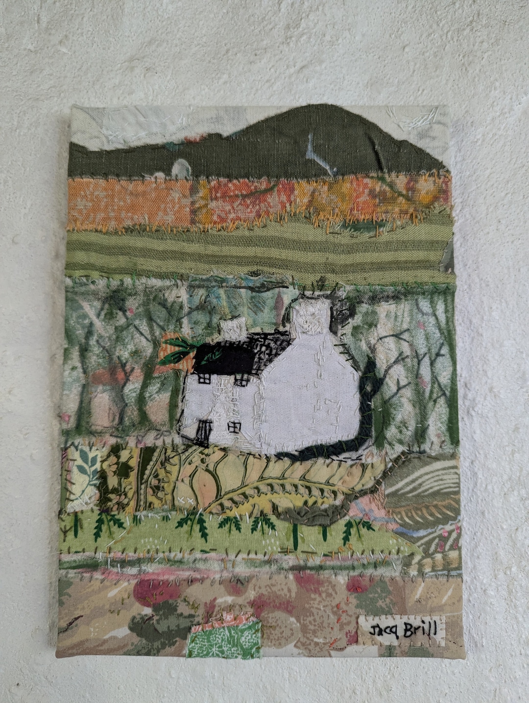 Welsh Textile Landscape Snowdonia White Stone Cottage Art Made in Wales ...