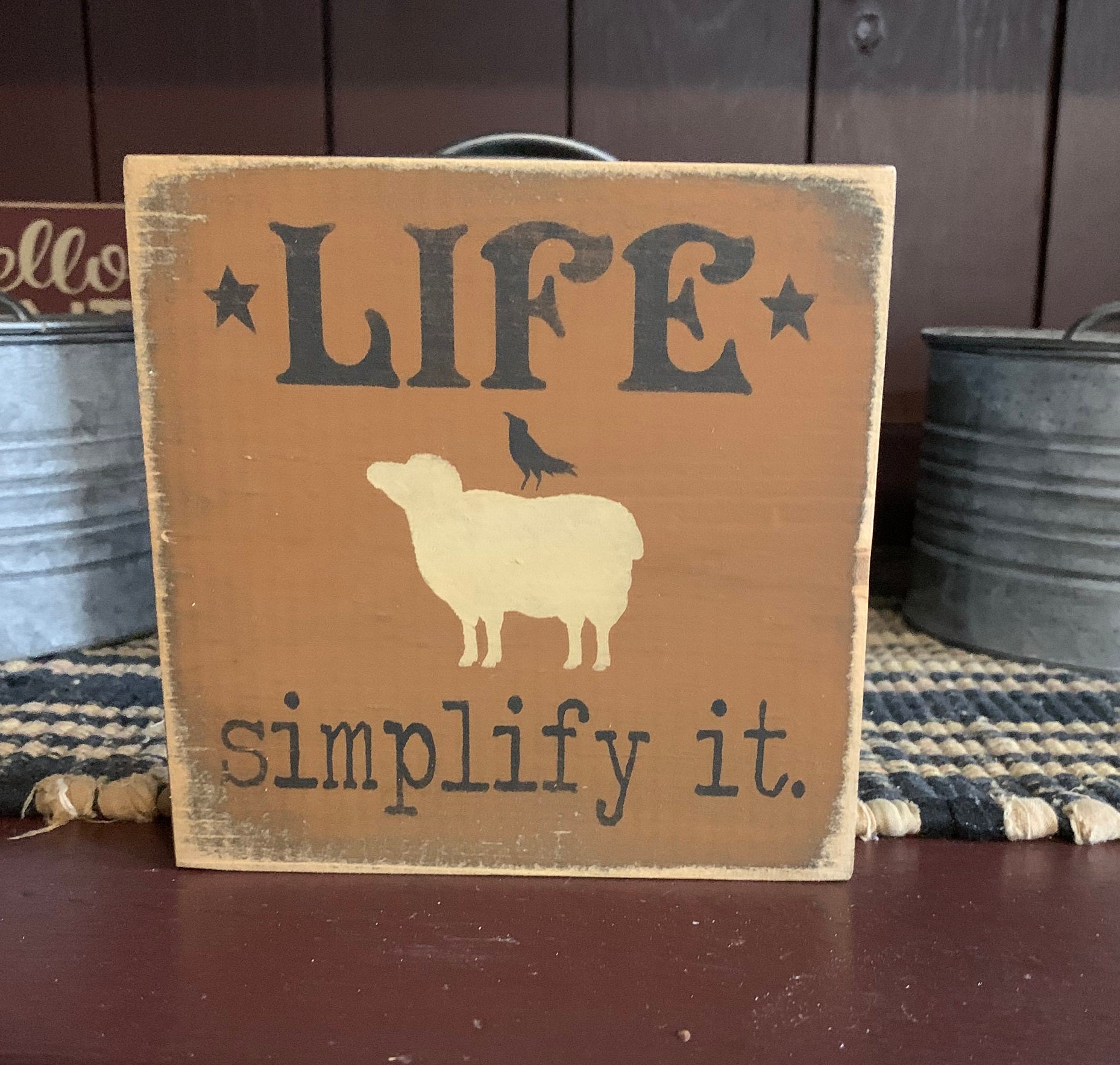 Primitive Country Lifesimplify Itsheep Mini Sq Sign - Etsy