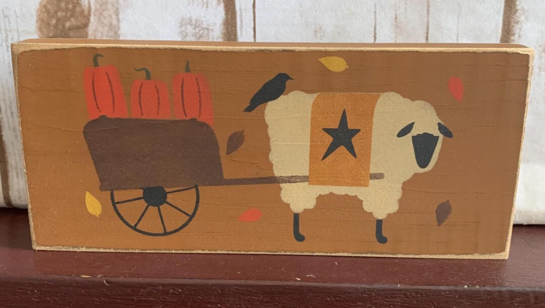 Primitive Country Fall Autumn Harvest Sheep 8” Shelf Sign - Etsy