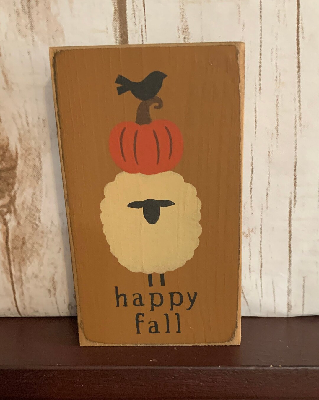 Primitive Country Happy Fall 6” Shelf Sign Harvest-autumn Sheep ...