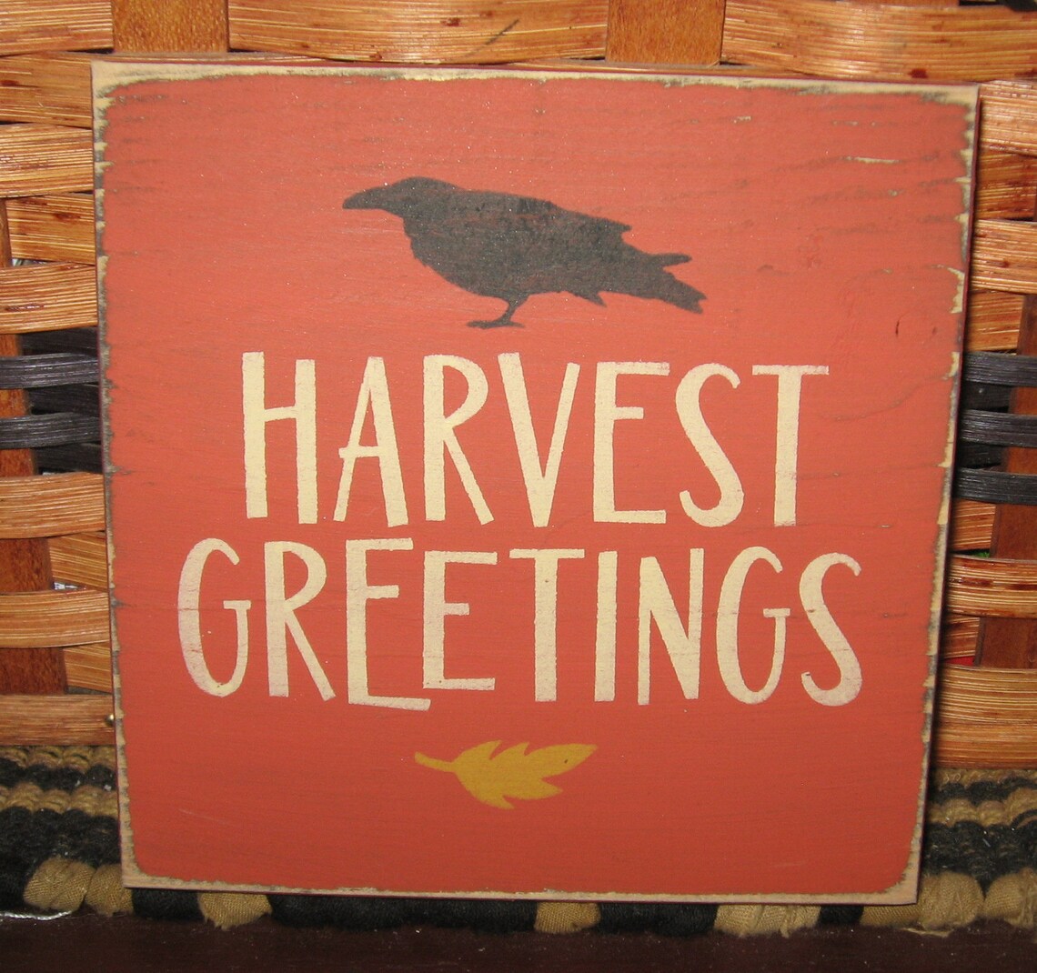 Primitive Country Harvest Greetings Mini Sq Sign Autumn~fall - Etsy