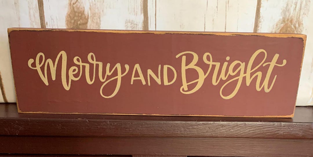 Primitive Country Merry and Bright 12" Sign Christmas - Etsy