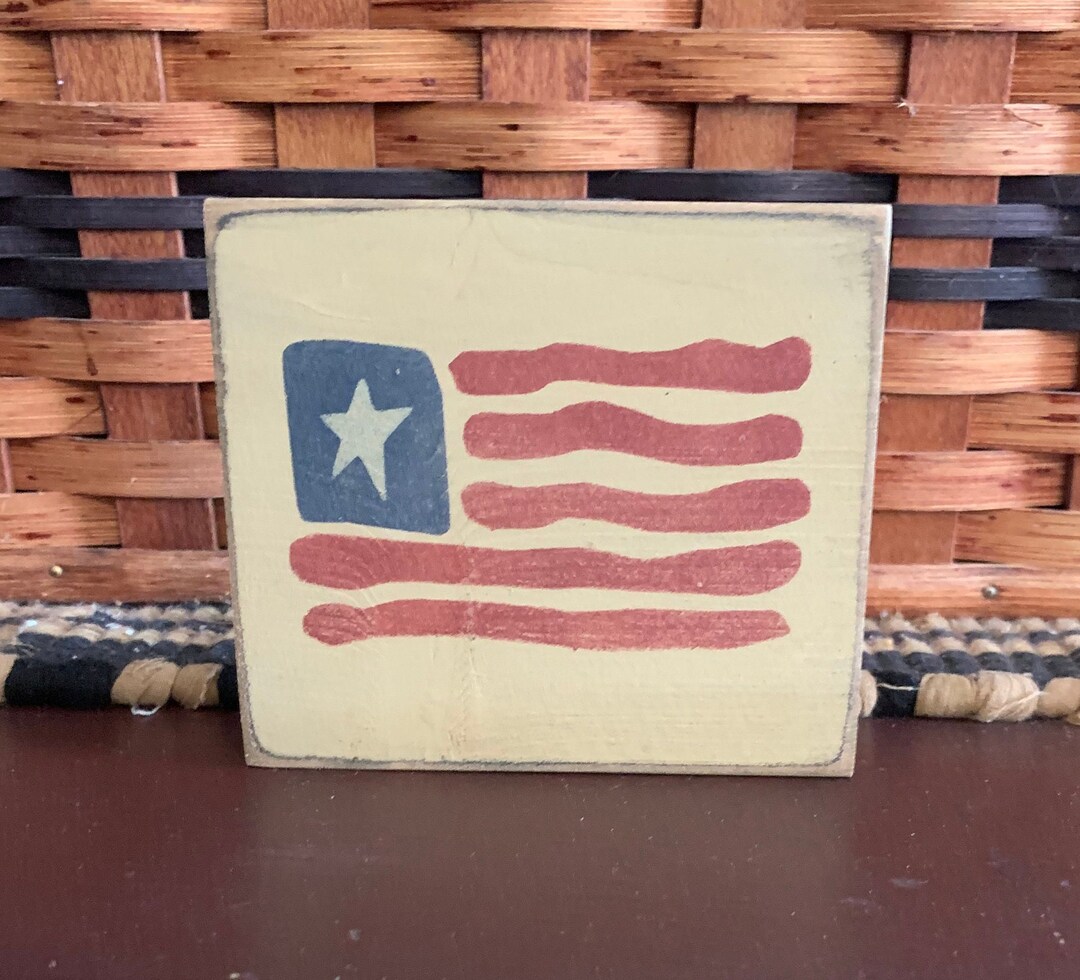 Primitive Country Flag Americana 4" Shelf Sign ~ Tiered Tray Sign - Etsy