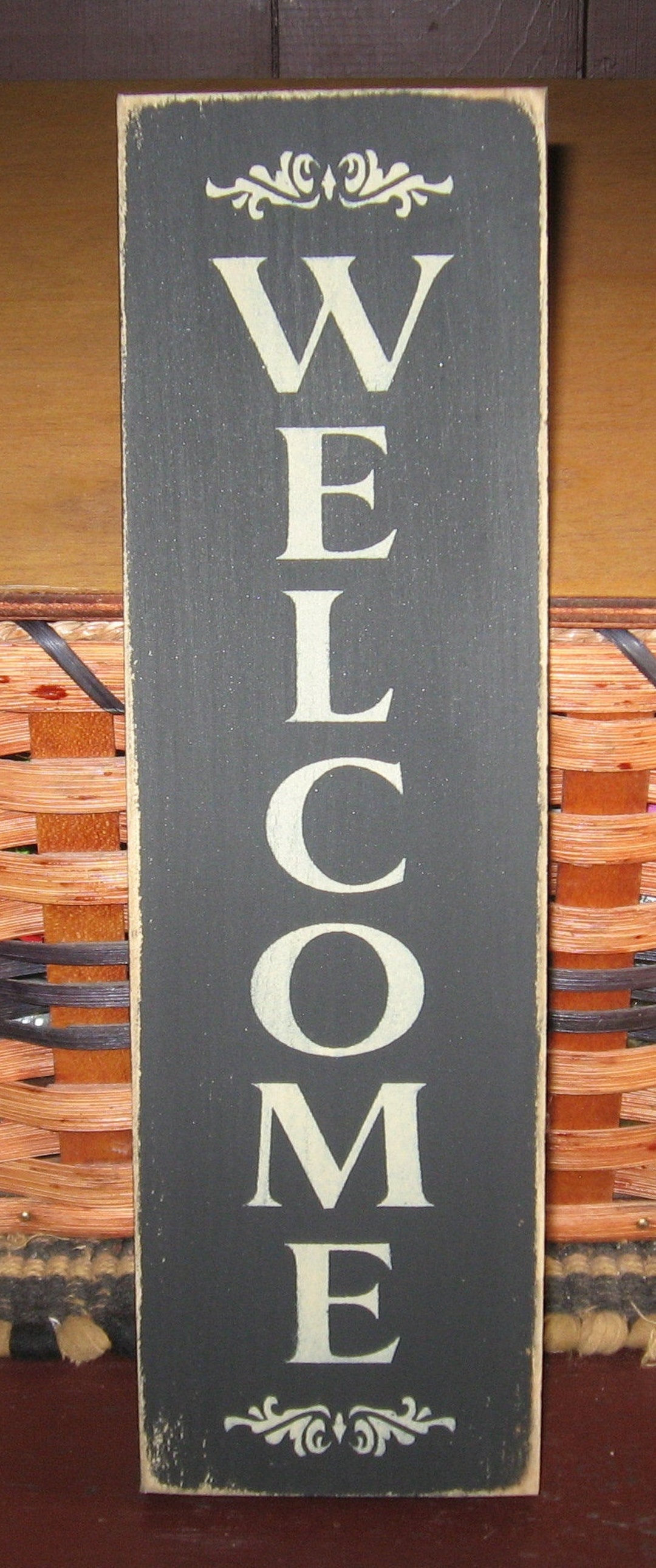 Primitive Country 12" Vertical Welcome Sign - Etsy
