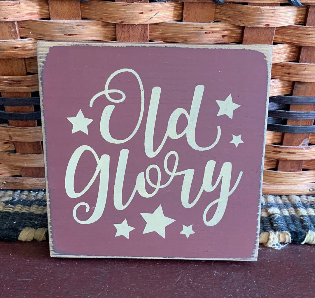 Primitive Country Old Glory Mini Sq. Sign - Etsy