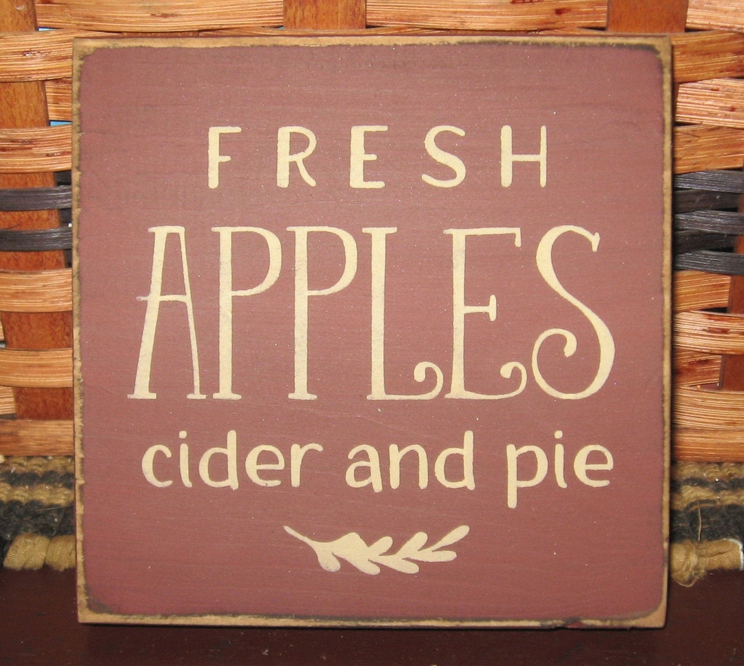 Primitive Country Fresh Apples Cider & Pie Mini Sq Sign Fall~autumn ...