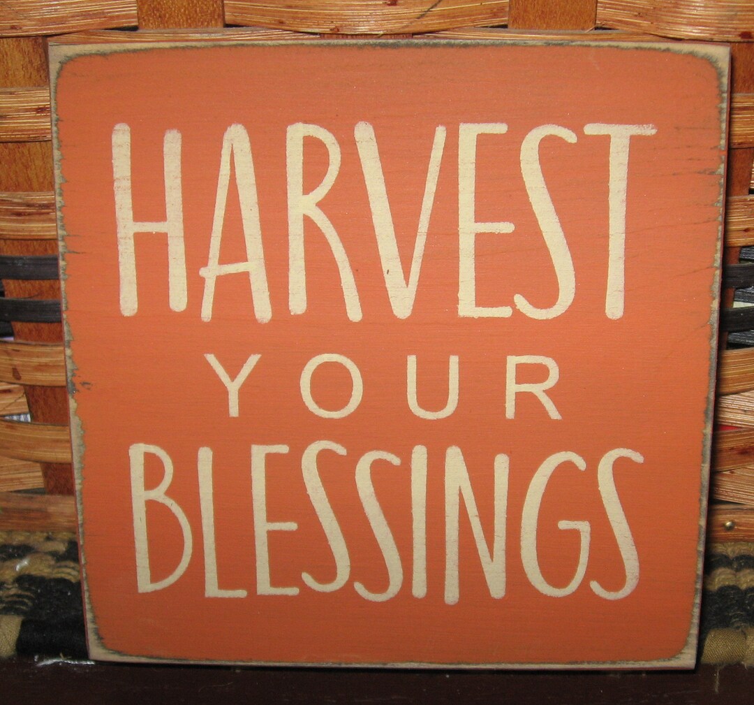 Primitive Country Harvest Your Blessings Mini Sq Fall Sign - Etsy UK
