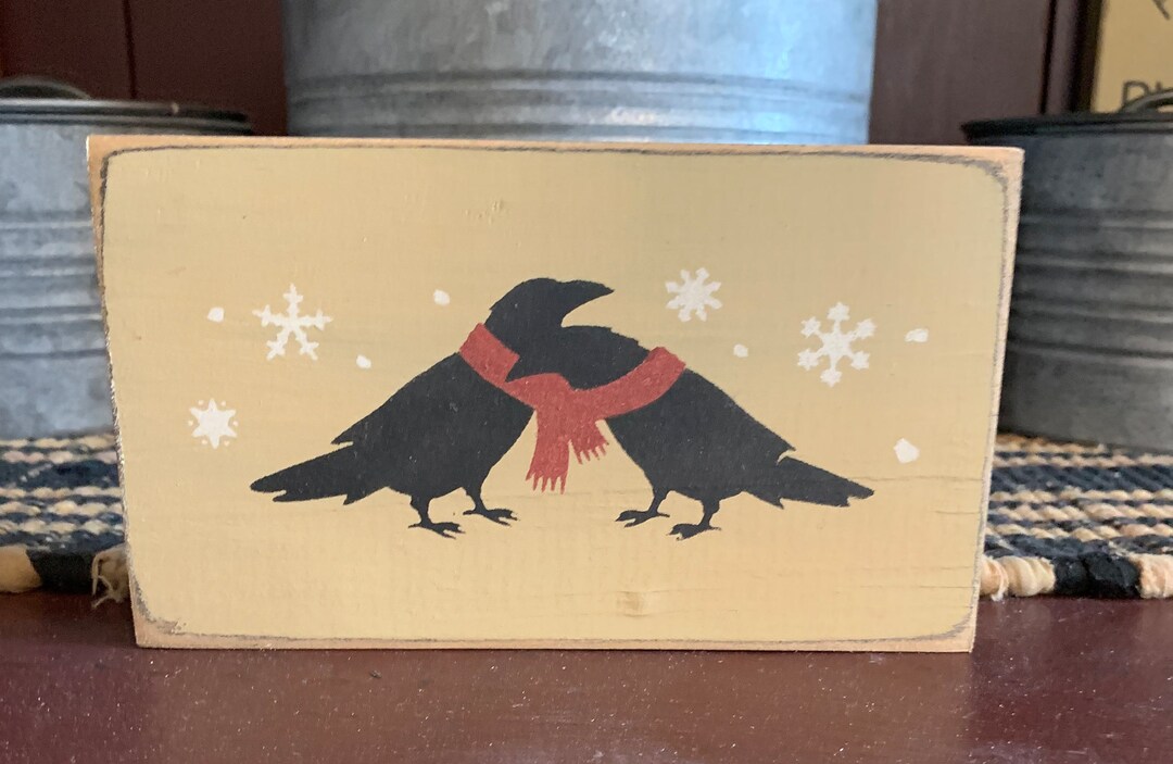 Primitive Country Winter Crows 6” Shelf Sign - Etsy