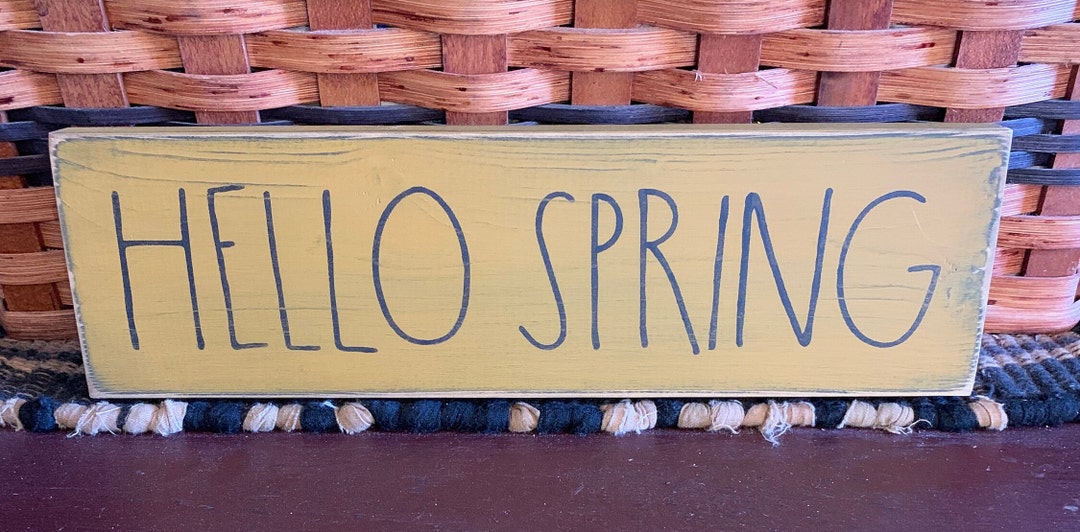 Primitive Hello Spring 12” Sign - Etsy