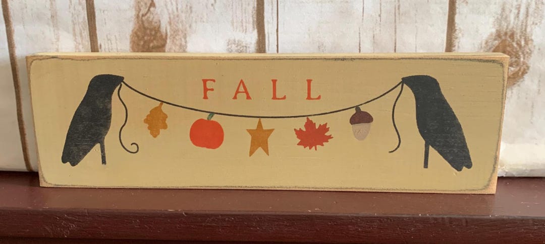 Primitive Fall 12” Sign Crows Harvest Autumn - Etsy