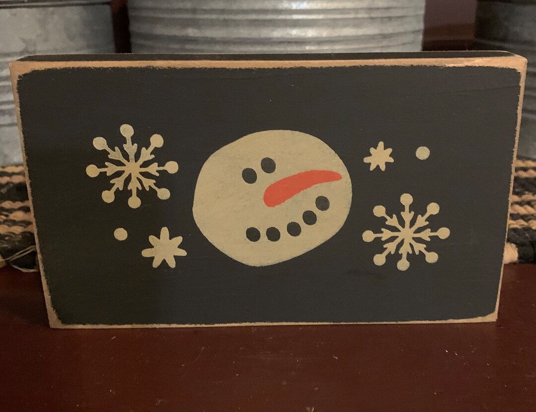 Primitive Country Snowman 6” Shelf Sign Winter - Etsy