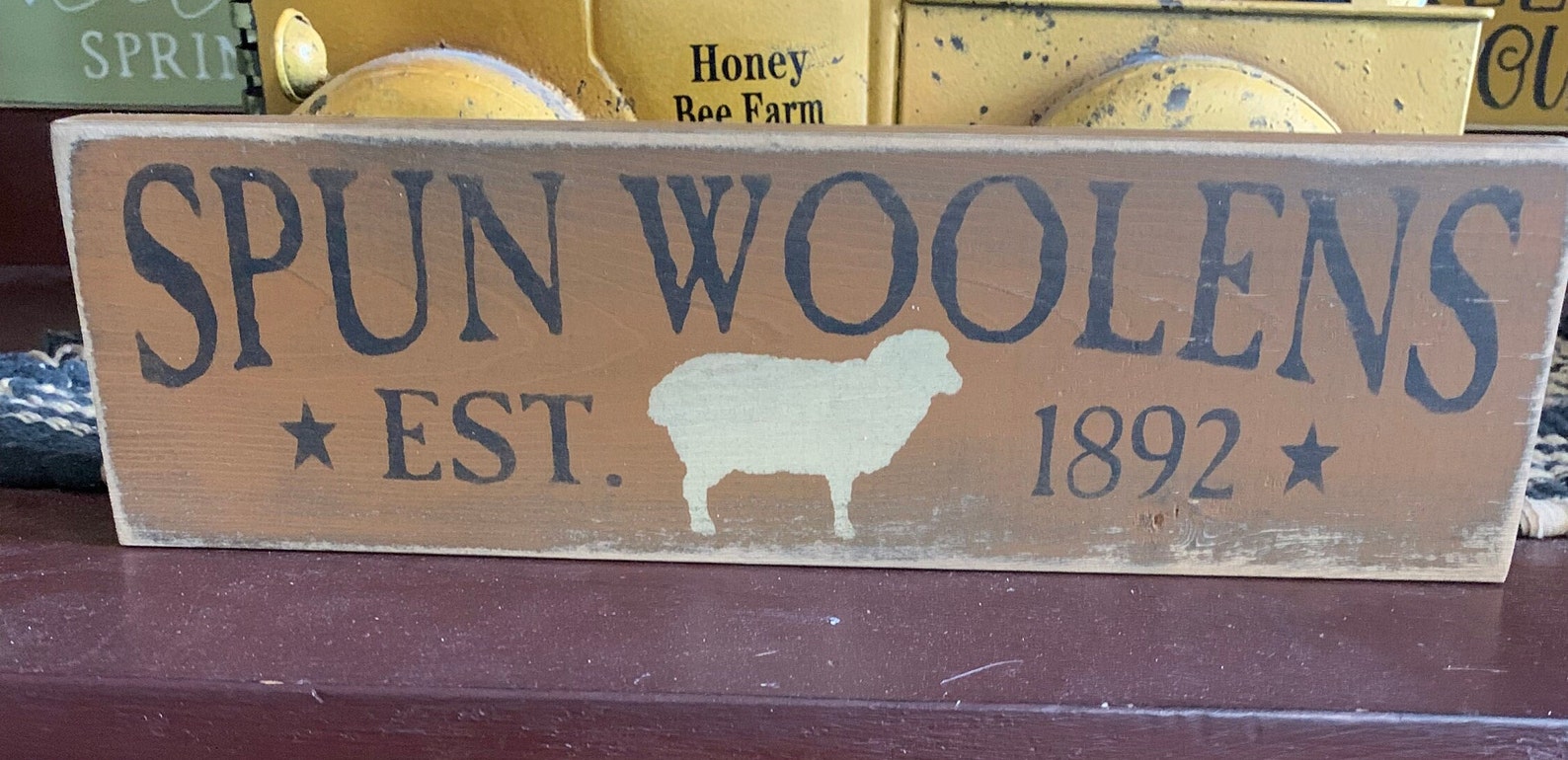 Primitive Country Spun Woolens 12" Sign - Etsy