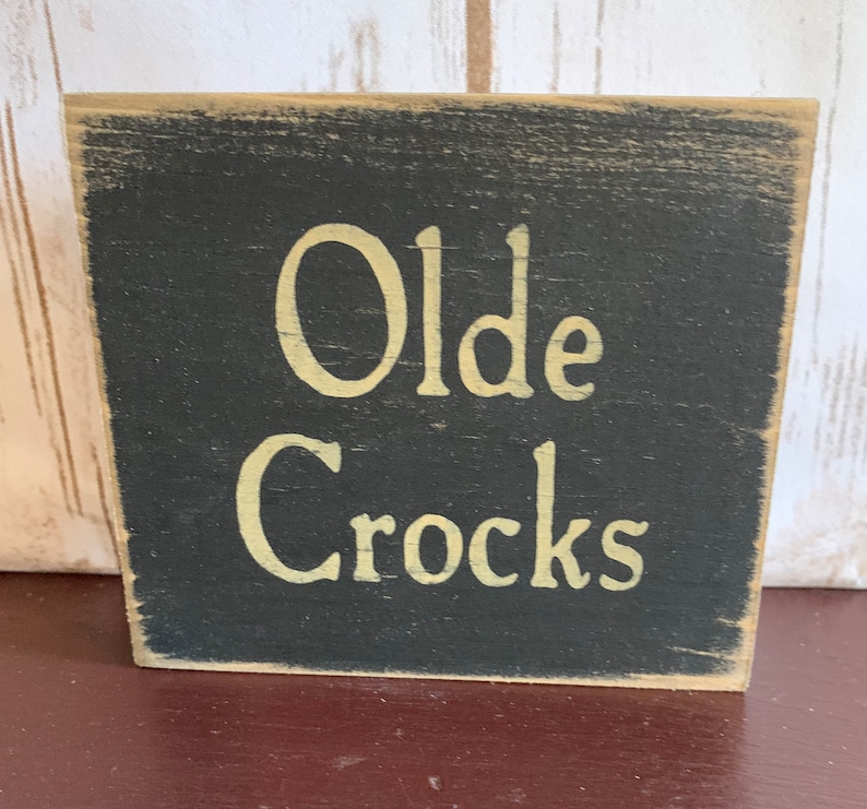 Primitive Country Olde Crocks 4” Shelf Sign - Etsy