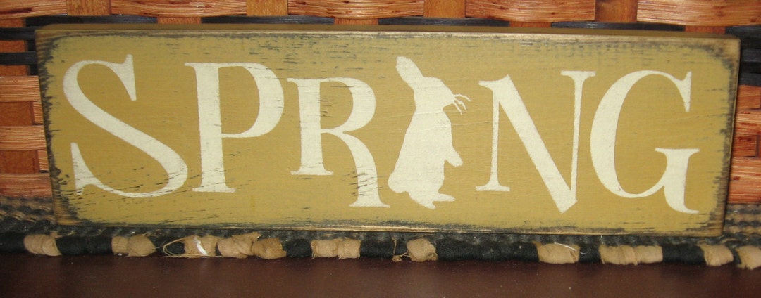 Primitive Country Spring With Bunny 12" Sign - Etsy