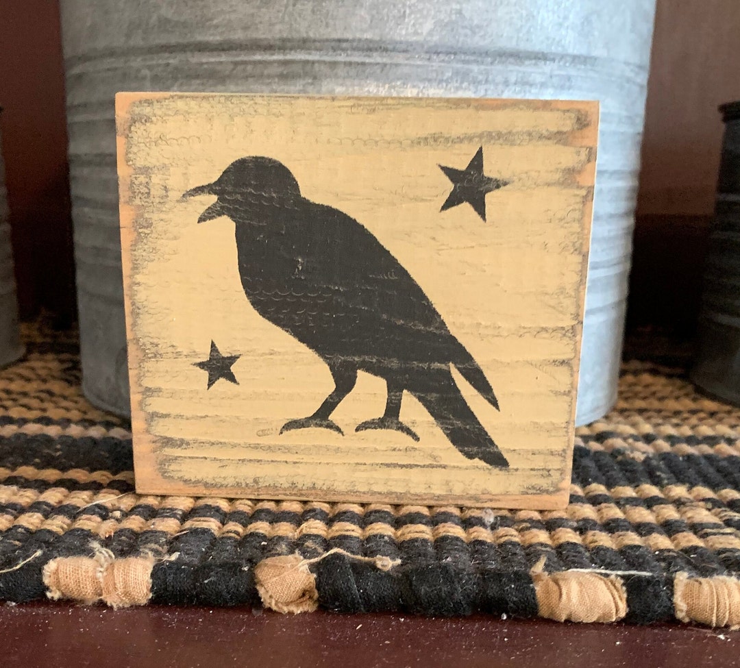 Primitive Country Crow 4” Shelf Sign - Etsy