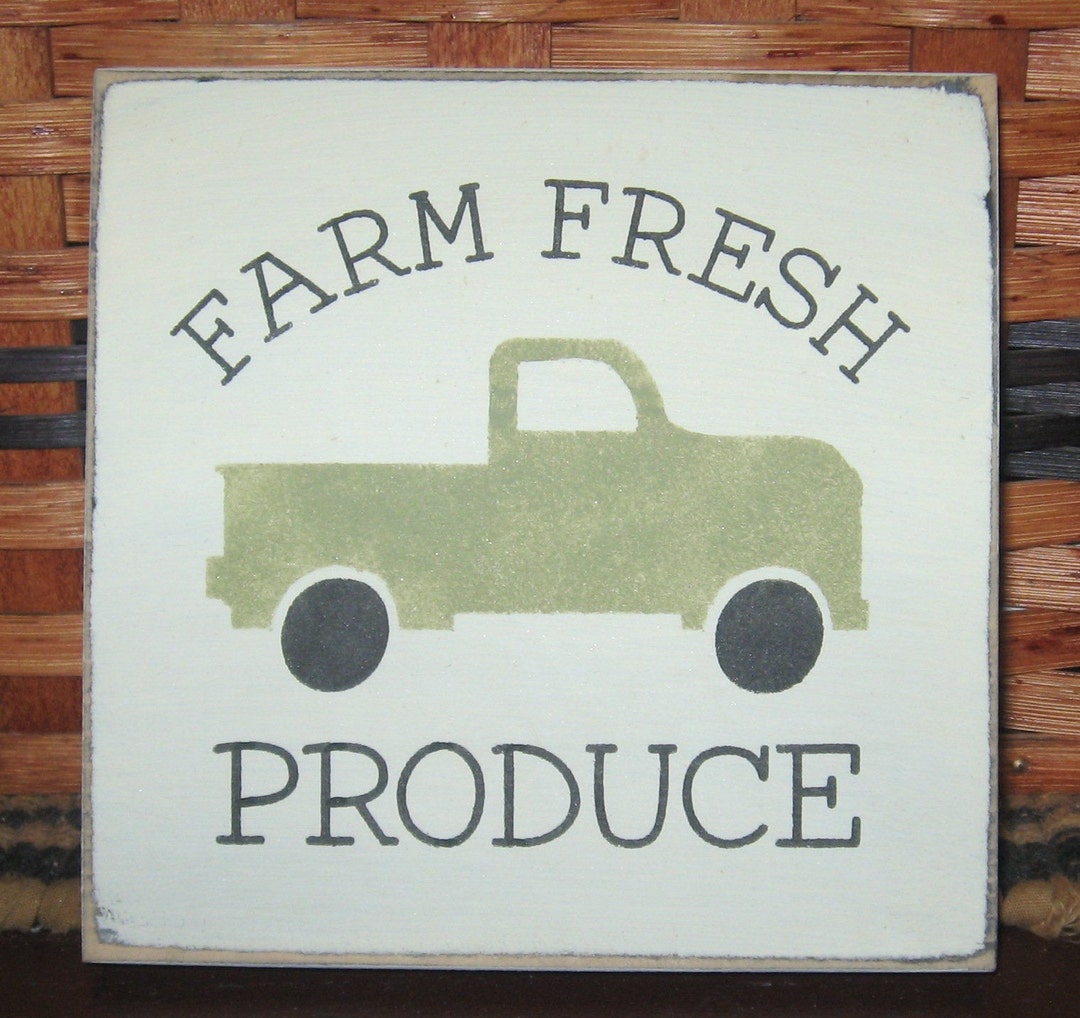 Country Farm Fresh Produce Mini Sq Sign ~ Farmhouse - Etsy