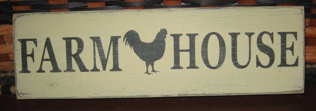Primitive Country Farm House Sign With Rooster - Etsy