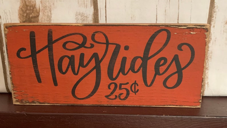 Primitive Country Hayrides 25c 8” Shelf Sign Fall ~harvest - Etsy