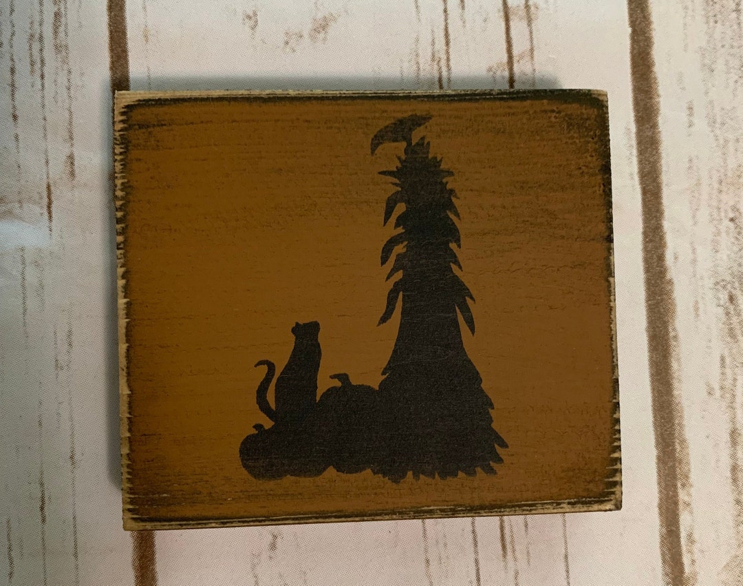 Primitive Country Cornstalk Fall-autumn 4” Shelf Sign Crow - Etsy