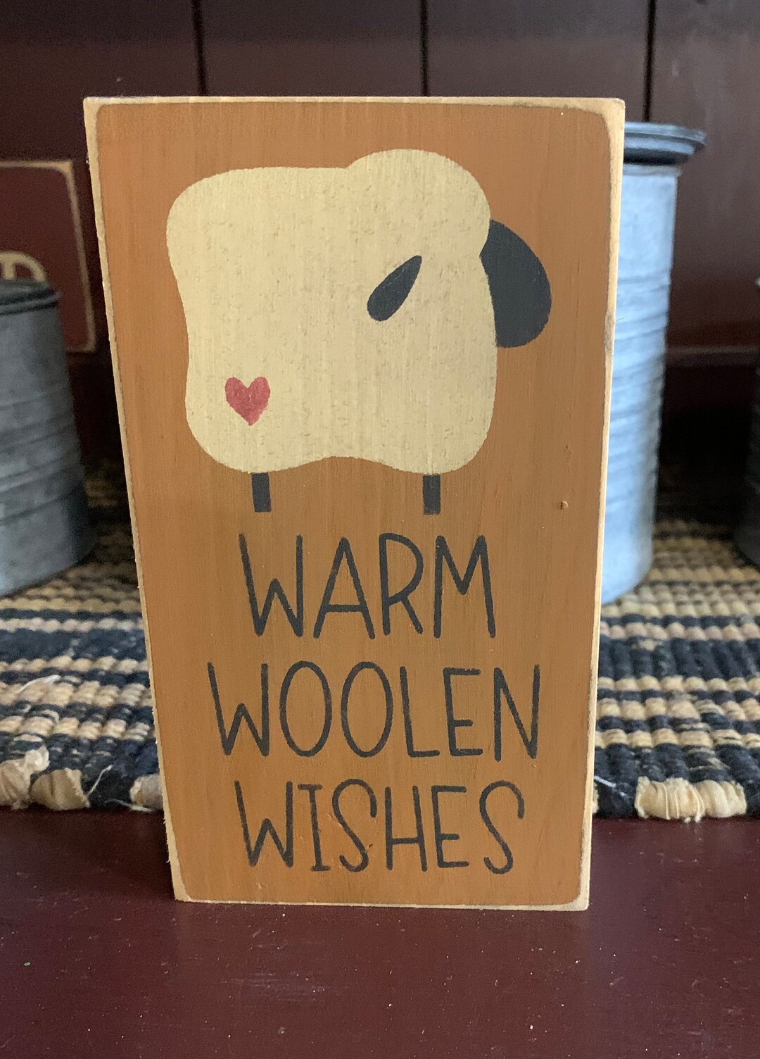 Primitive Country Warm Woolen Wishes 6” Shelf Sign - Etsy