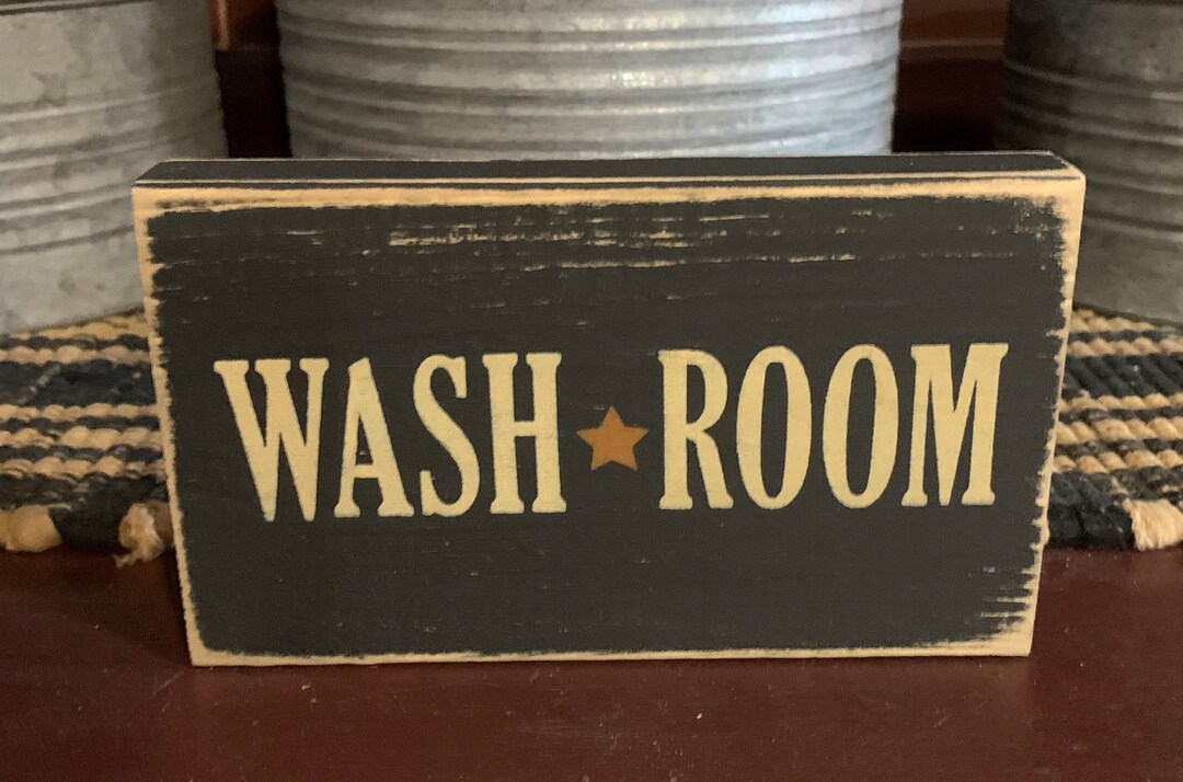 Primitive Country Wash Room 6” Shelf Sign - Etsy